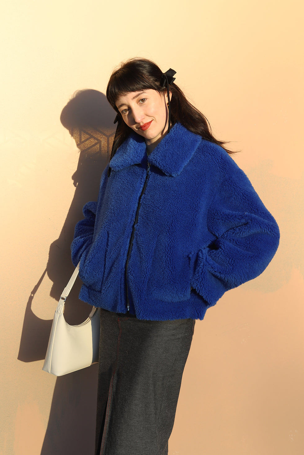 Jakke | Vera Shearling Aviator | Black & Blue – The Norah Store