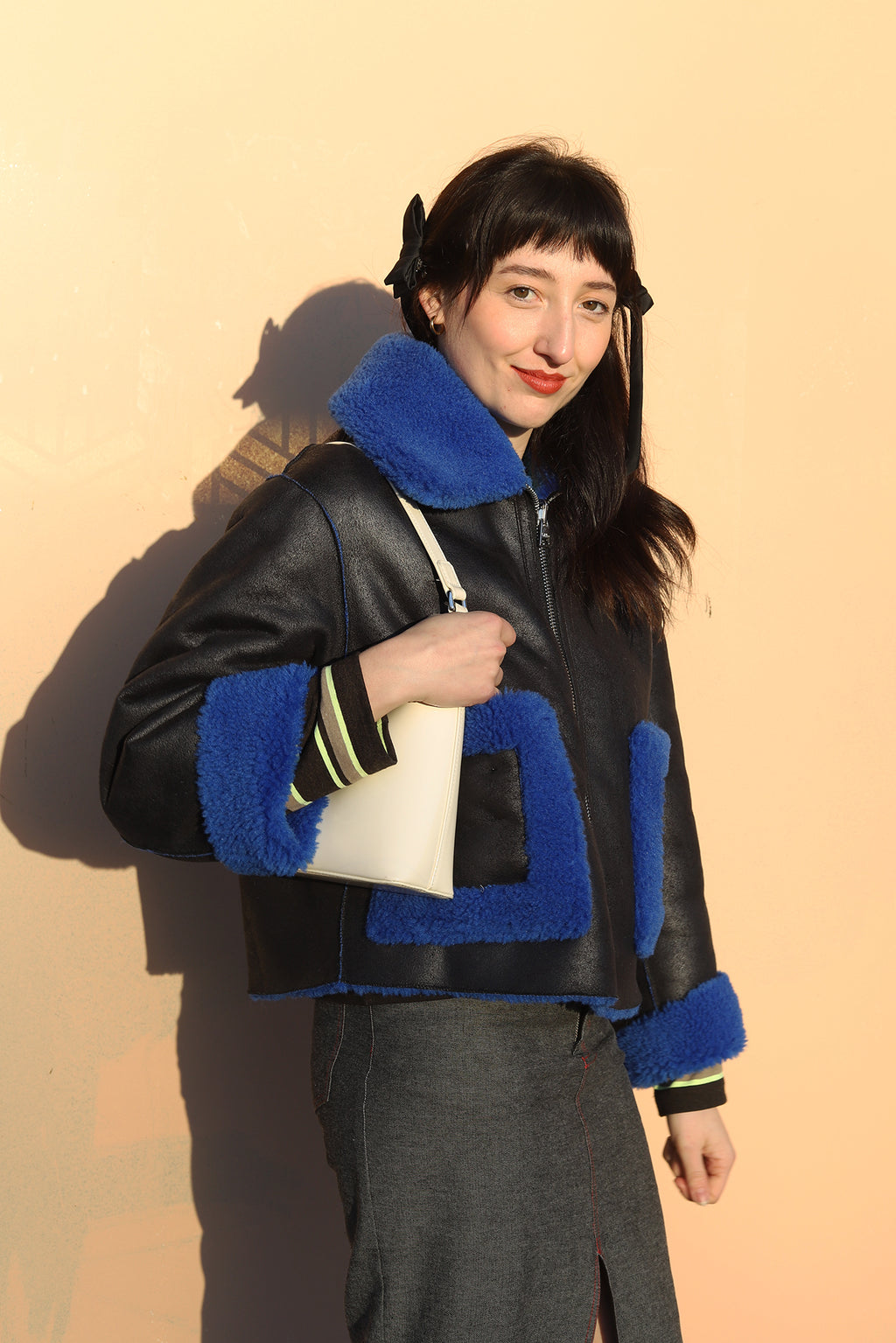 Jakke | Vera Shearling Aviator | Black & Blue – The Norah Store