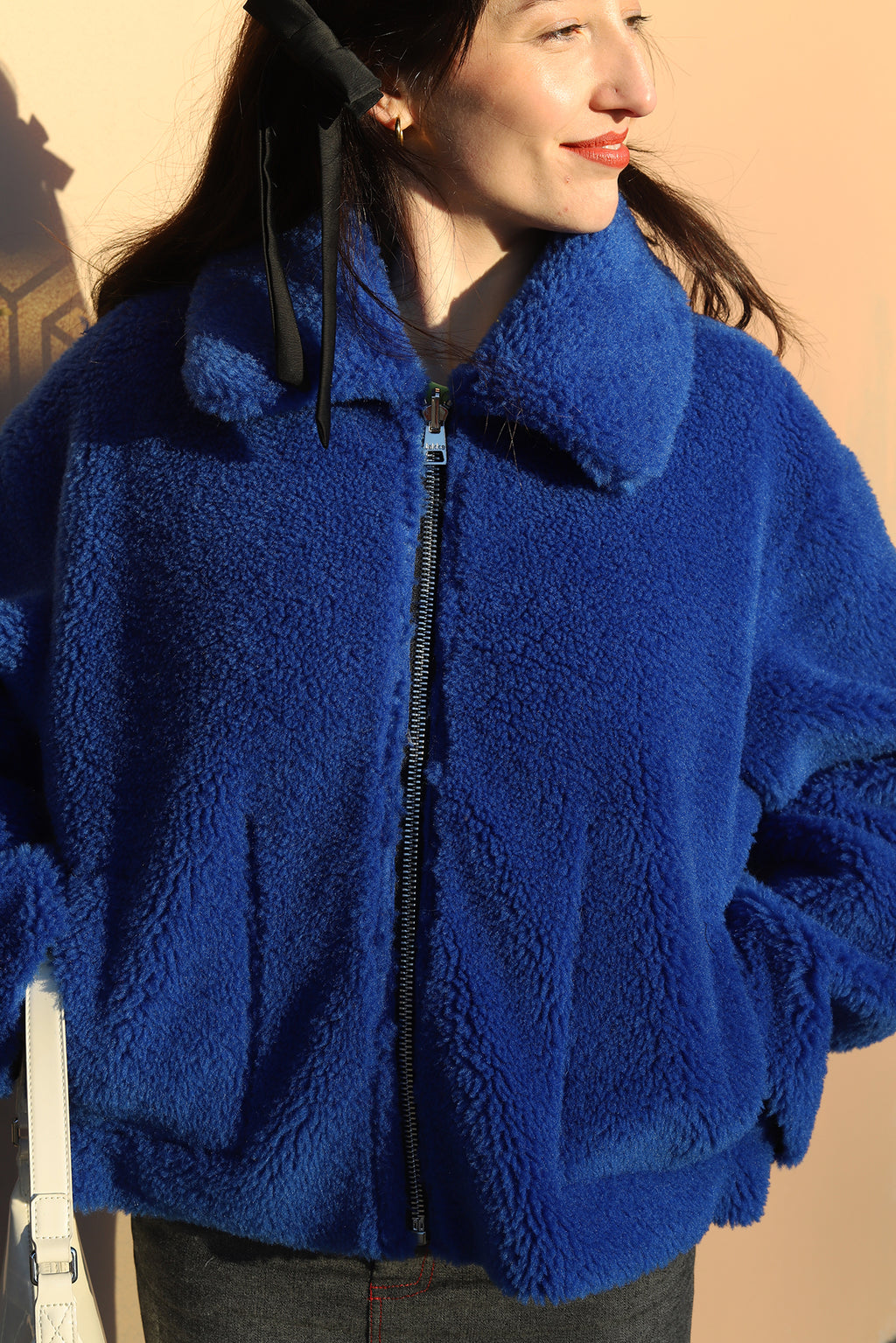 Jakke | Vera Shearling Aviator | Black & Blue – The Norah Store